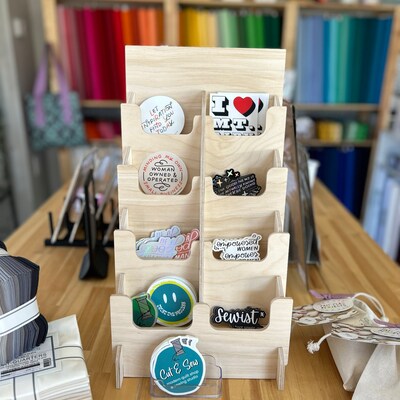 8 Pocket 4 Width, Sticker Display Rack With U Cuts, Wooden Countertop ...