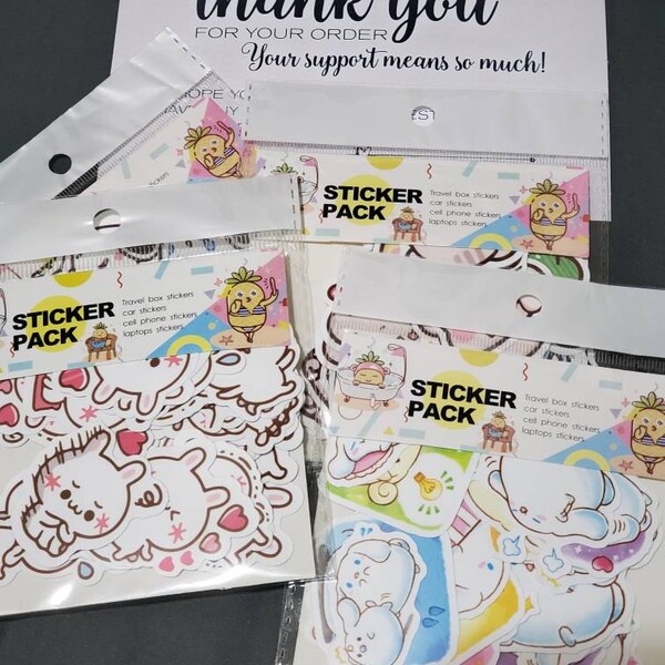 40 PCS Pink & White Bunny Sticker Pack | Kawaii Sticker | Cute Rabbit ...