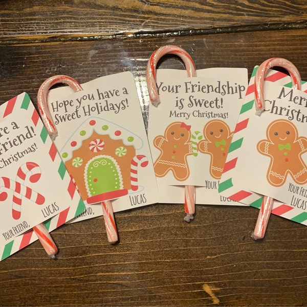 Candy Cane Christmas Favors Tag, Kids Classroom Editable Christmas ...