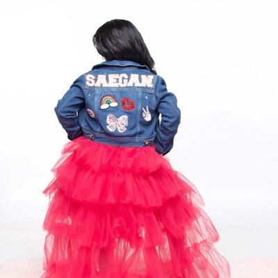 Girls Pink Letter Patch Jean Jacket Name Patch Jacket Toddler Girls ...