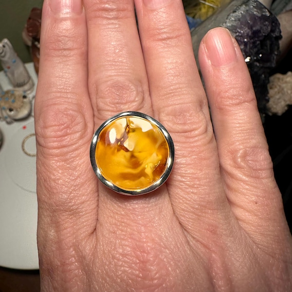 Baltic Green Amber Ring , Genuine Baltic Amber , Baltic Green Amber ...