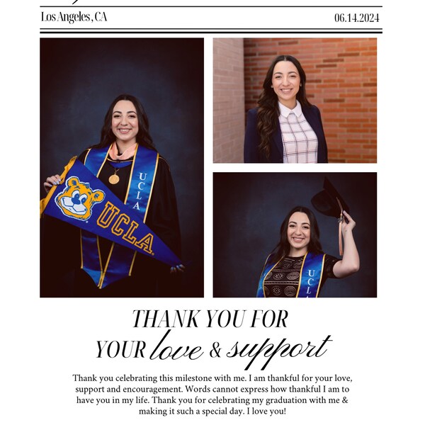 Newspaper Graduation Thank You Card, Graduation Thank You Template ...
