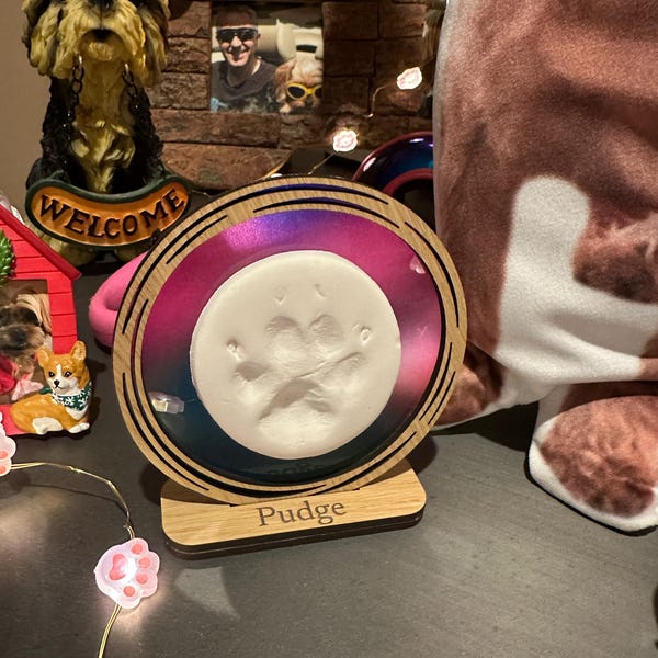 Clay Paw Print Holder, Memorial Pet Gift, Rainbow Bridge Frame, Pet ...