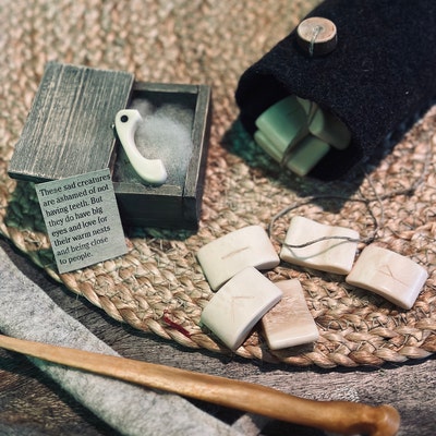 Real Moose Bone Runes, Futhark, Set 241, Viking Age Craft, Hand Carved ...