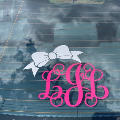 Fancy Monogram Decal Glitter Bow Decal Monogram Decal Yeti Cup Decal ...