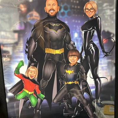 Custom Superhero Family Portrait, Portrait From Photo, Group Portrait ...