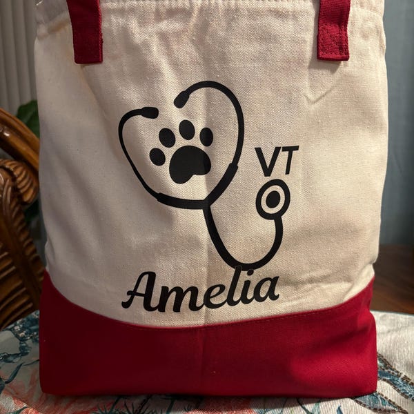 Personalized Vet Tech Tote Bag, Vet Tote Bag, Gift for Veterinary ...