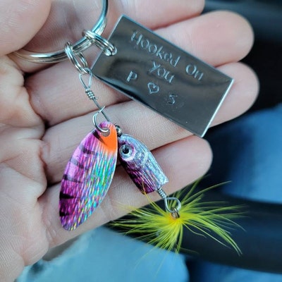 Minnow Fishing Lure Key Chain Personalize, Customized, Hooked on You - Etsy