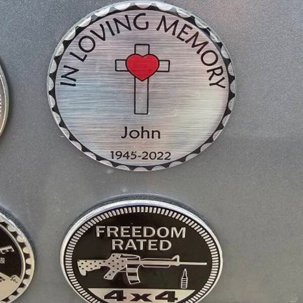 Tufskinz | in Loving Memory Rated Badges - Brushed Silver - 1 Piece Kit ...