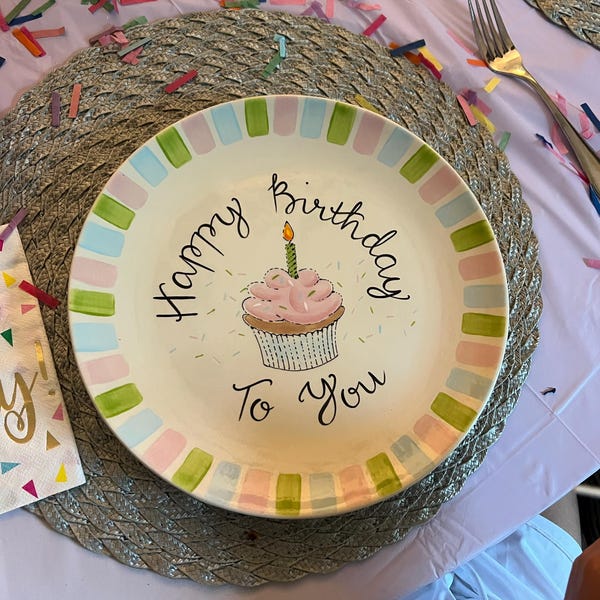 Happy Birthday Plate | Personalised Plate | Hand-painted Plate ...