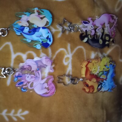 Acrylic Pokemon Eeveelution Charm Bouble Sided / 2,5 Inch / Jolteon, Flareon, Vaporeon ,umbreon ...
