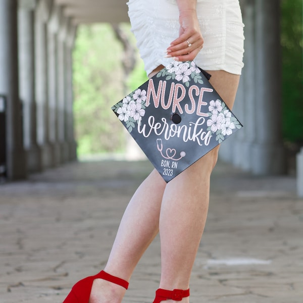 Custom "cherry Blossom Bsn" Graduation Cap Topper, Nursing Graduation ...