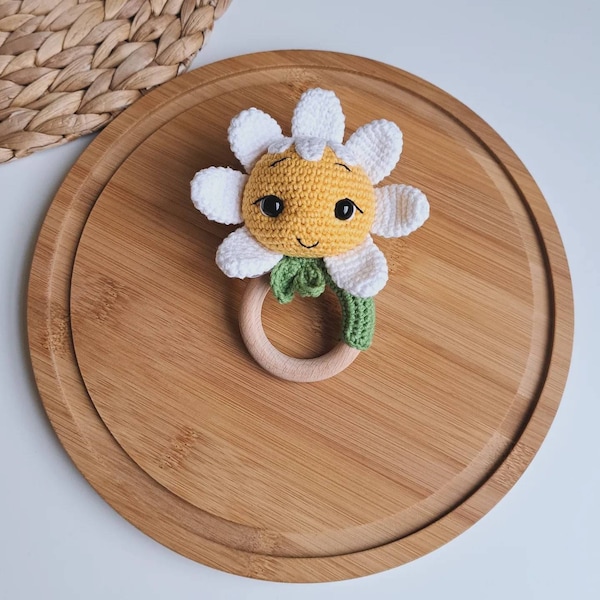 Daisy Flower Baby Rattle Crochet Pattern - Flower Amigurumi Crochet ...