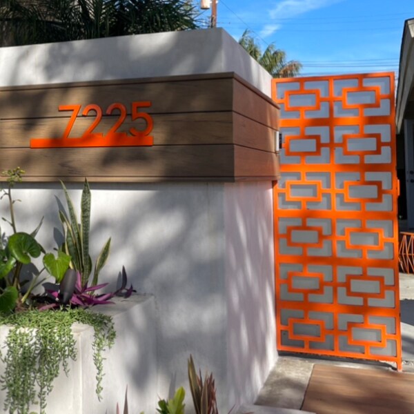 Modern House Numbers - Orange With Black Acrylic - Contemporary Home ...