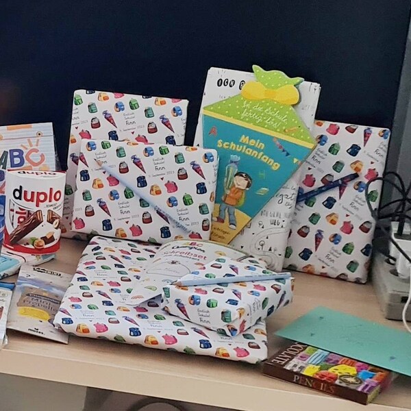 Individual Packaging With Name and Age * Confetti Wrapping Paper ...