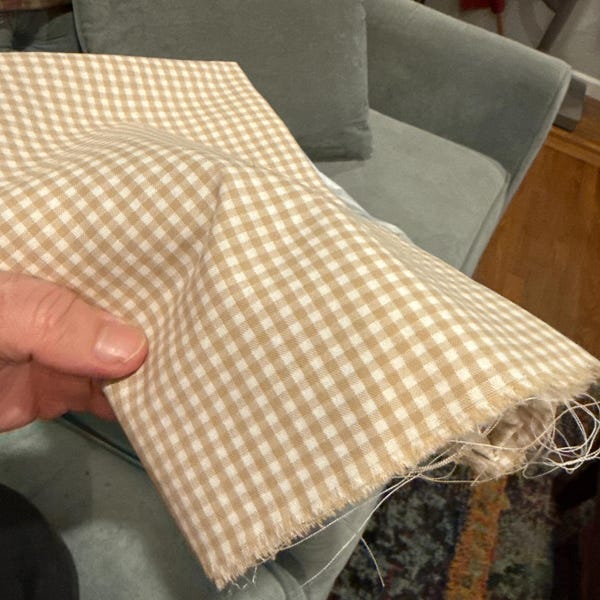 COTTON FABRIC by the Yard - Tan Check - Etsy