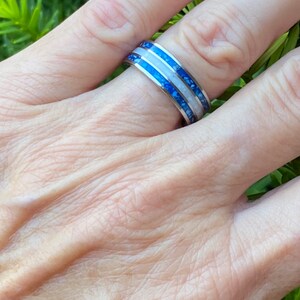 Cremation Ring Oyster Inlay Ocean Blue Cremation Jewelry - Etsy