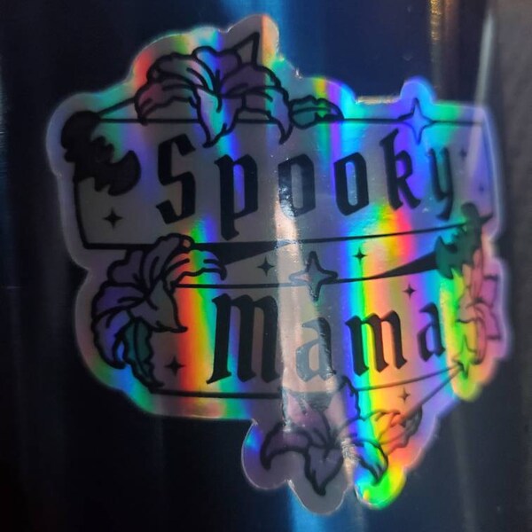 Spooky Mama Holographic Vinyl Sticker, Decals, Spooky Sticker, Witch ...