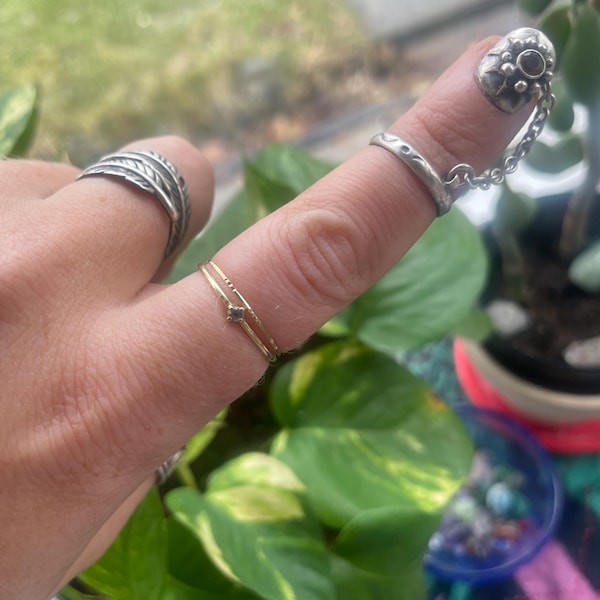 14K Gold Super Skinny Stacking Ring, Thin Stacking Ring, Super Thin Ring, Solid Gold Ring ...