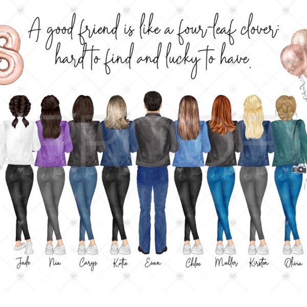 Best Friend Gift, Group of Friends Print, Best Friend Print, Best ...