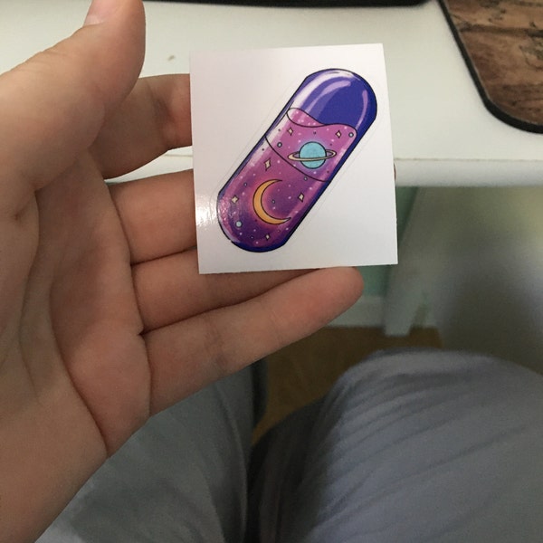 Galaxy Pill Vinyl Sticker, Space, Best Friend Gift, Laptop Sticker ...