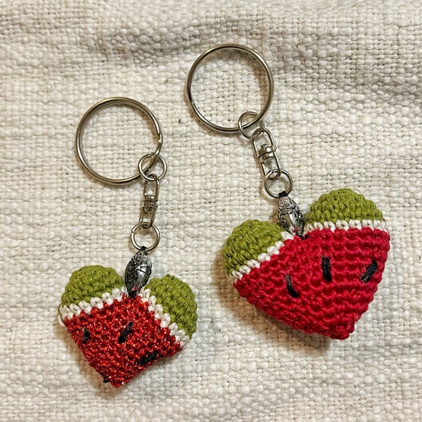 Watermelon Heart Crochet Pattern, Watermelon Keychain Pattern ...