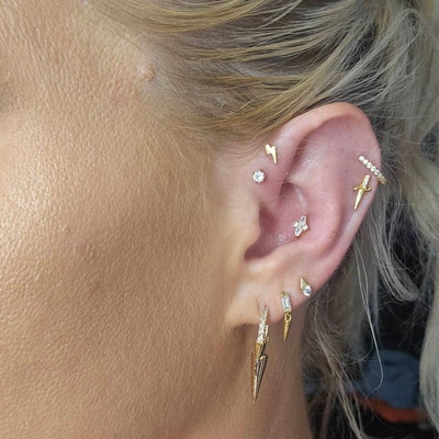 ASTM F136 Pear Star Titanium Conch Earring, Conch Labret, Internally ...