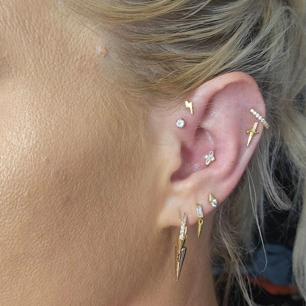 ASTM F136 Pear Star Titanium Conch Earring, Conch Labret, Internally ...