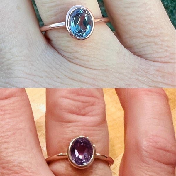 Dainty Alexandrite Ring, Color Change Alexandrite, 925 Solid Silver or ...
