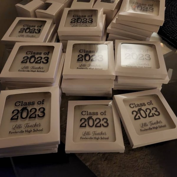 24 Pcs Graduation Glass Personalized Coaster Favors - Graduation Favors ...