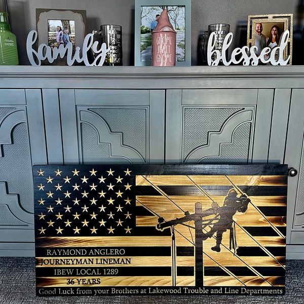 Electrical Power Lineman American Flag | Gift for Linemen - Etsy