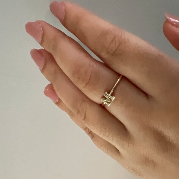 Gold Letter Ring / 14K Solid Gold / Letter Ring / Initial Gold Ring ...