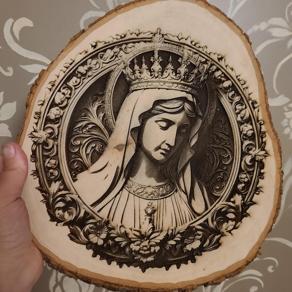 Virgin Mary 3D Illusion Digital Design for Wood Laser Engraving ...