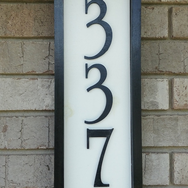 3 Number Vertical Farmhouse Style House Number Sign, Vertical House ...