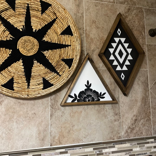 Flower Triangle Wood Sign - Etsy