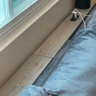 Rustic Wood Console Table With Built in Charging Outlet Behind the ...