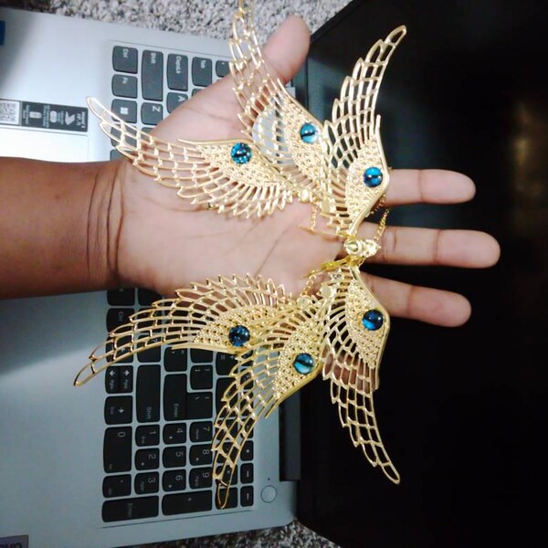 Nose Bridge Cuff, Without Piercing, Face Harness Jewel in Chains: Gold ...