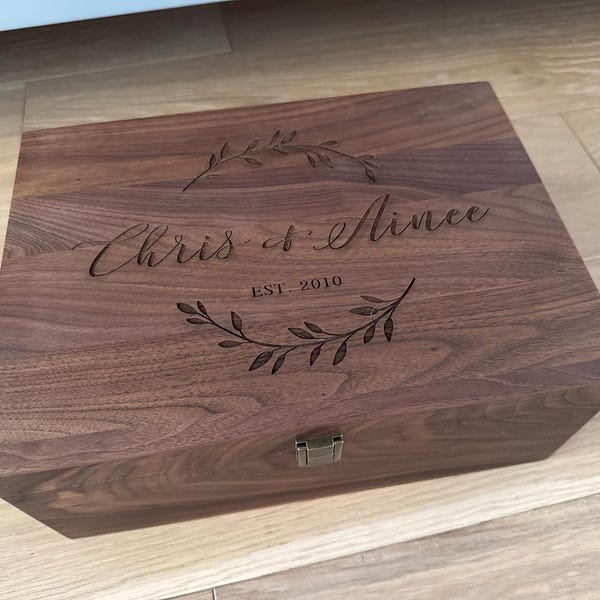 Personalized Walnut Keepsake Box, Wedding Memory Box, Wedding Keepsake ...