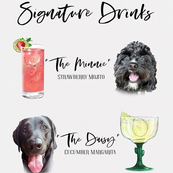 Pet Signature Drink Sign Wedding, Pet Cocktail Sign, Cat Signature ...