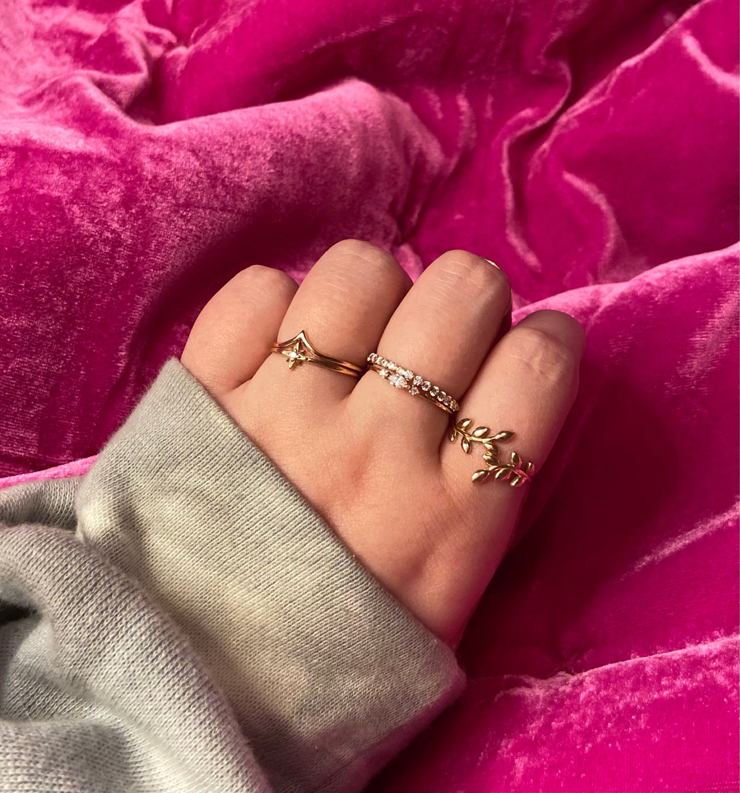 14K Gold Diamond North Star Ring