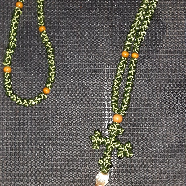 White 33 Knot Eastern Orthodox Prayer Rope Byzantine Style Cross and 3 ...