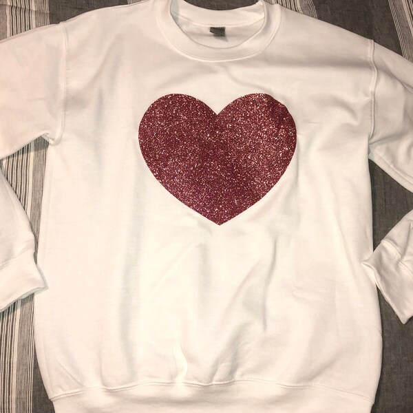 Valentines Shirt Rose Gold Glitter Heart Sweatshirt Valentines