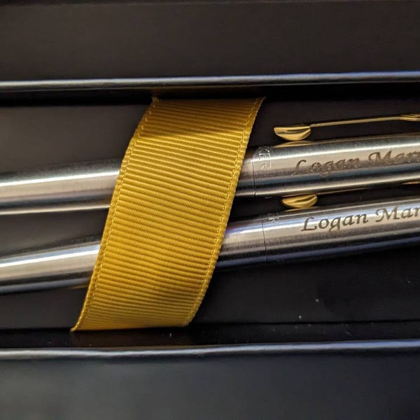 Personalized Set 2 Gold Parker Classic Pen in Box, Masters Graduation ...