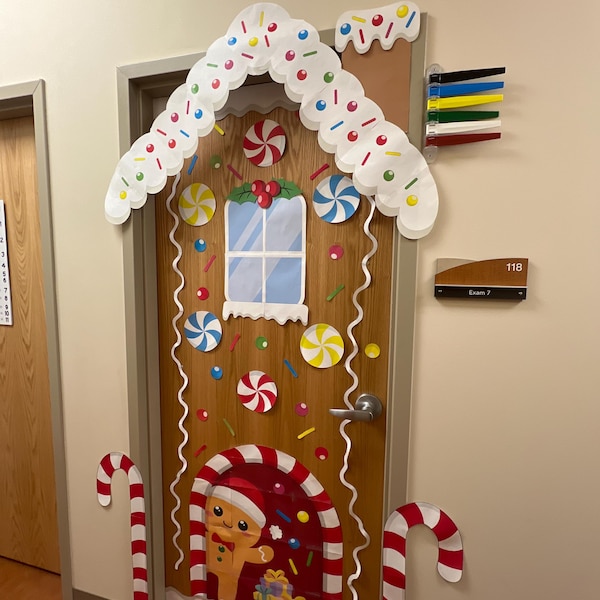 Gingerbread Christmas Classroom Door Decor Kit (printable PDF) - Etsy