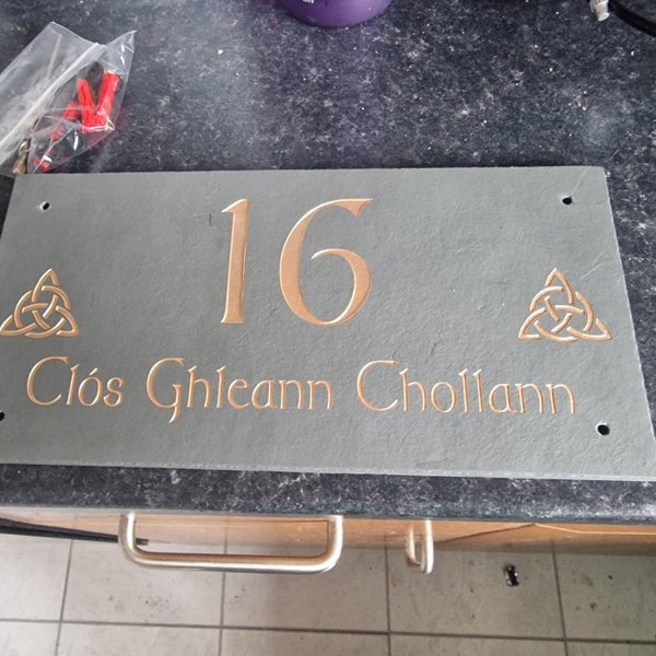 Engraved Emerald Green Ceramic Wall Tile Address Sign Irish Handmade ...