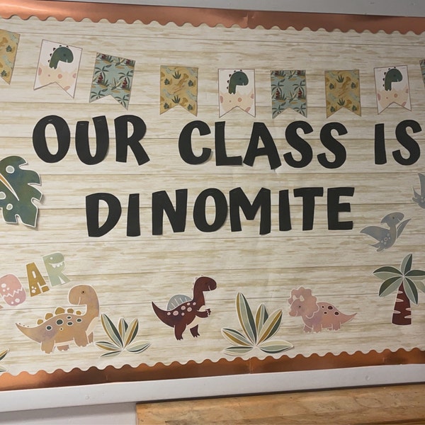 Dinosaur Bulletin Board Kit - Dinomite Jurassic Prehistoric Theme ...