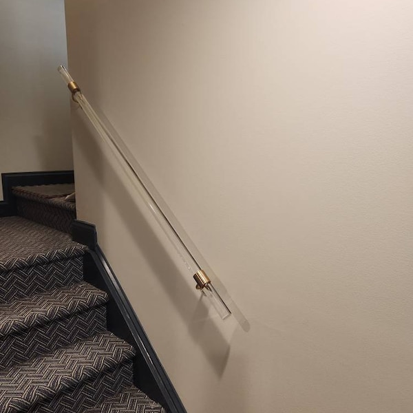 Custom Lucite Handrail by Luxholdups, Lucite and Brass Indoor Stair ...