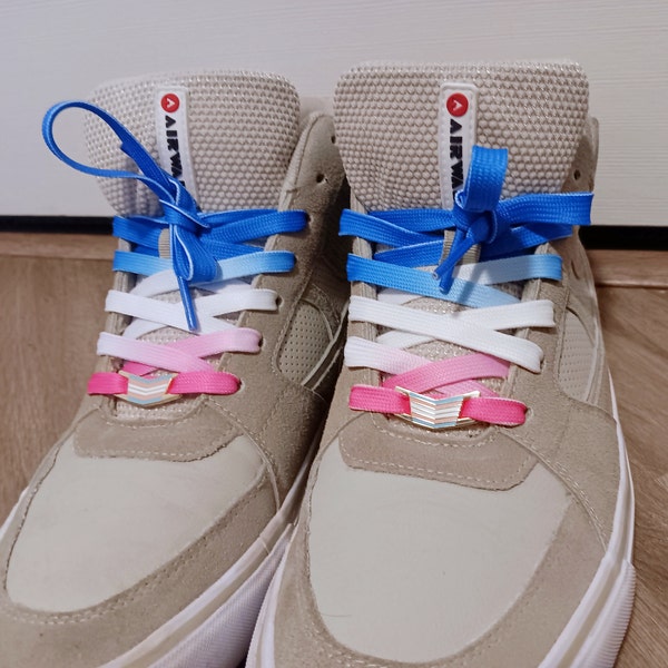 Trans Lace Locks — Small Subtle Gay Pride Shoelace Enamel Badge Shoe ...