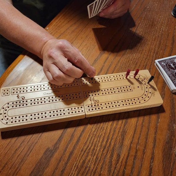 Solid Maple Travel Cribbage Board 2 Player Premium Quality, Folded Size ...