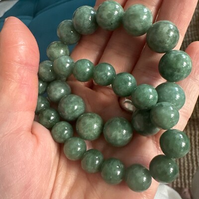 Authentic Green Jade Bracelet Bangle, Type A China Jadeite Beads ...